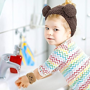 WHAVEL Spa Headband and Wristband Set, 3PCS Brown (Bear Ears Headband for Washing Face, Absorbent Wrist Bands for Washing Face)
