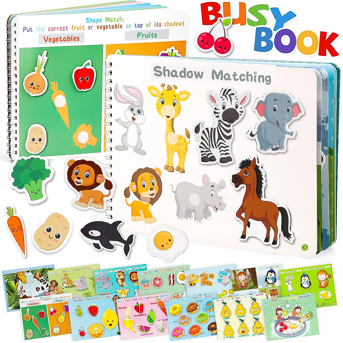 TOY Life Busy Book Preschool Learning Activities Toddler Busy Book with 32 Pages Autism Sensory Learning Materials Preschool Montessori Learning Toys for Kids 3+ Quiet Books for Boys and Girls