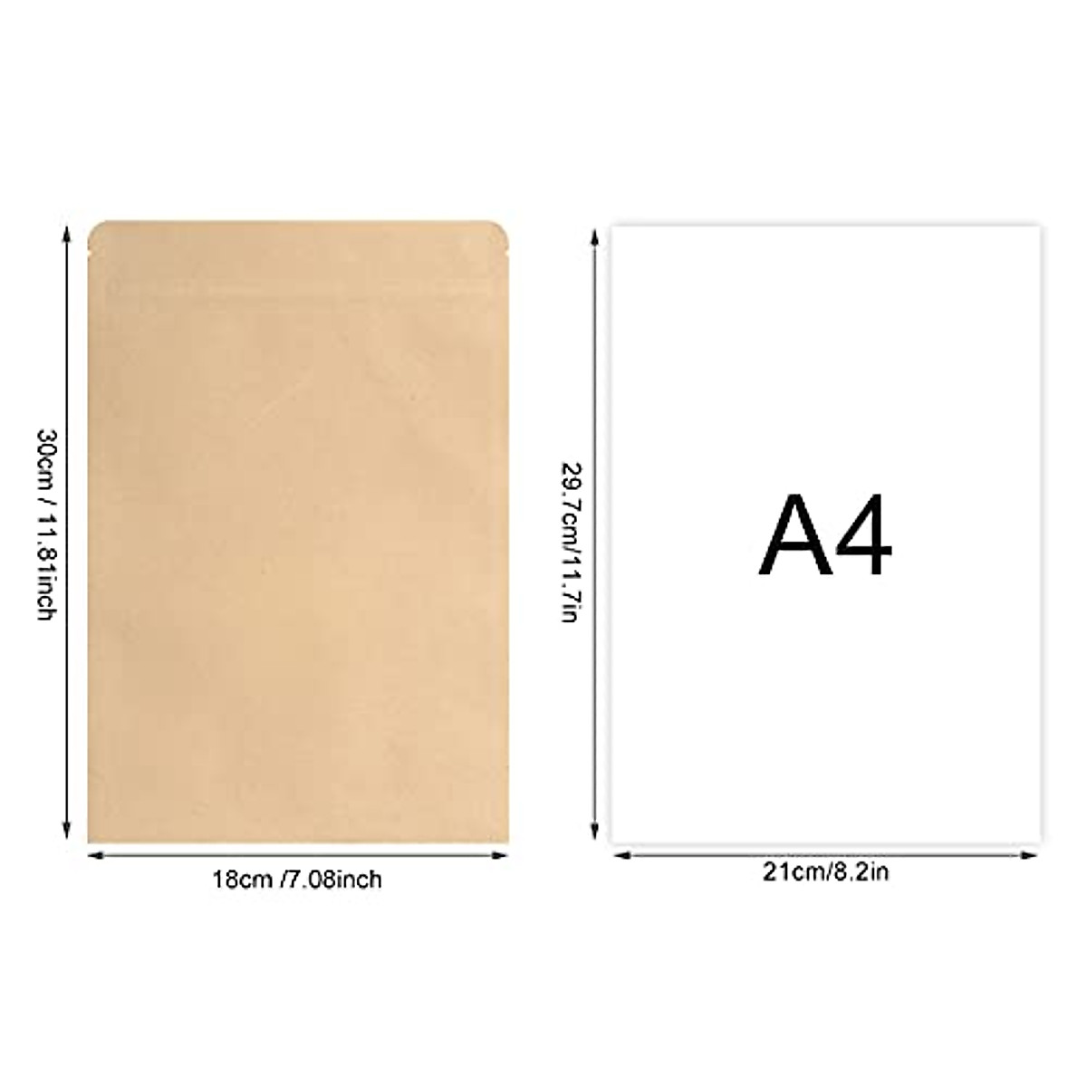 SumDirect Reusable Kraft Zip Lock Stand Up Food Bags Pouches with Zipper, Foil Lined,7x12 Inches