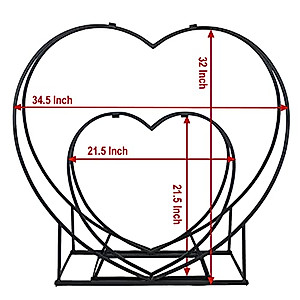 Westcharm 21.5" Metal Heart Shaped Firewood Log Rack | Black Firewood Holder Storage Rack | Fireplace Wood Storage Shelf for Outdoor Indoor Décor - Small