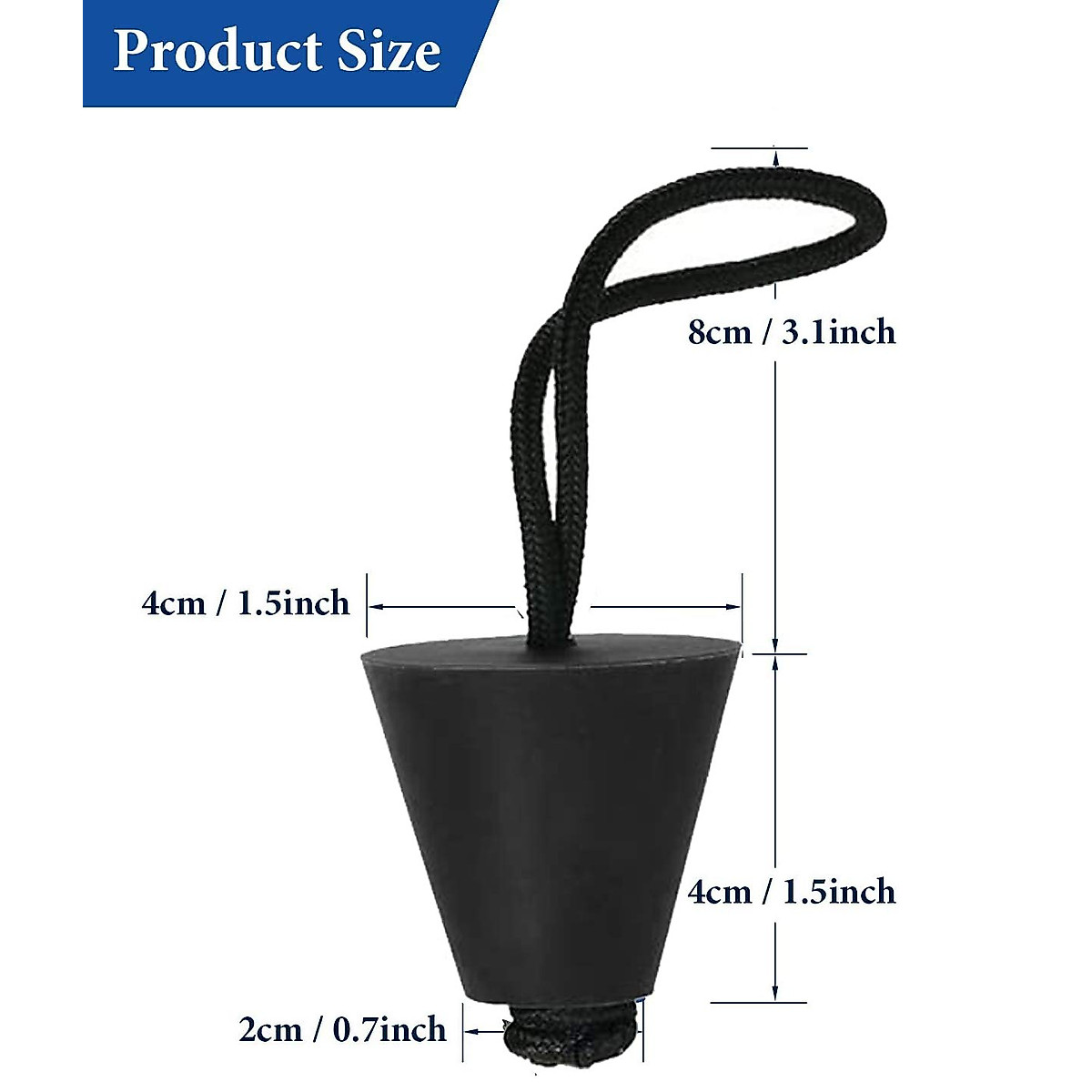 4 Packs Universal Kayak Scupper Plug Kit Silicone Scupper Plugs Drain Holes Stopper Bung with Lanyard for Native Kayaks Hobie Kayaks Wilderness Systems Kayaks Perception Kayaks and More, Black