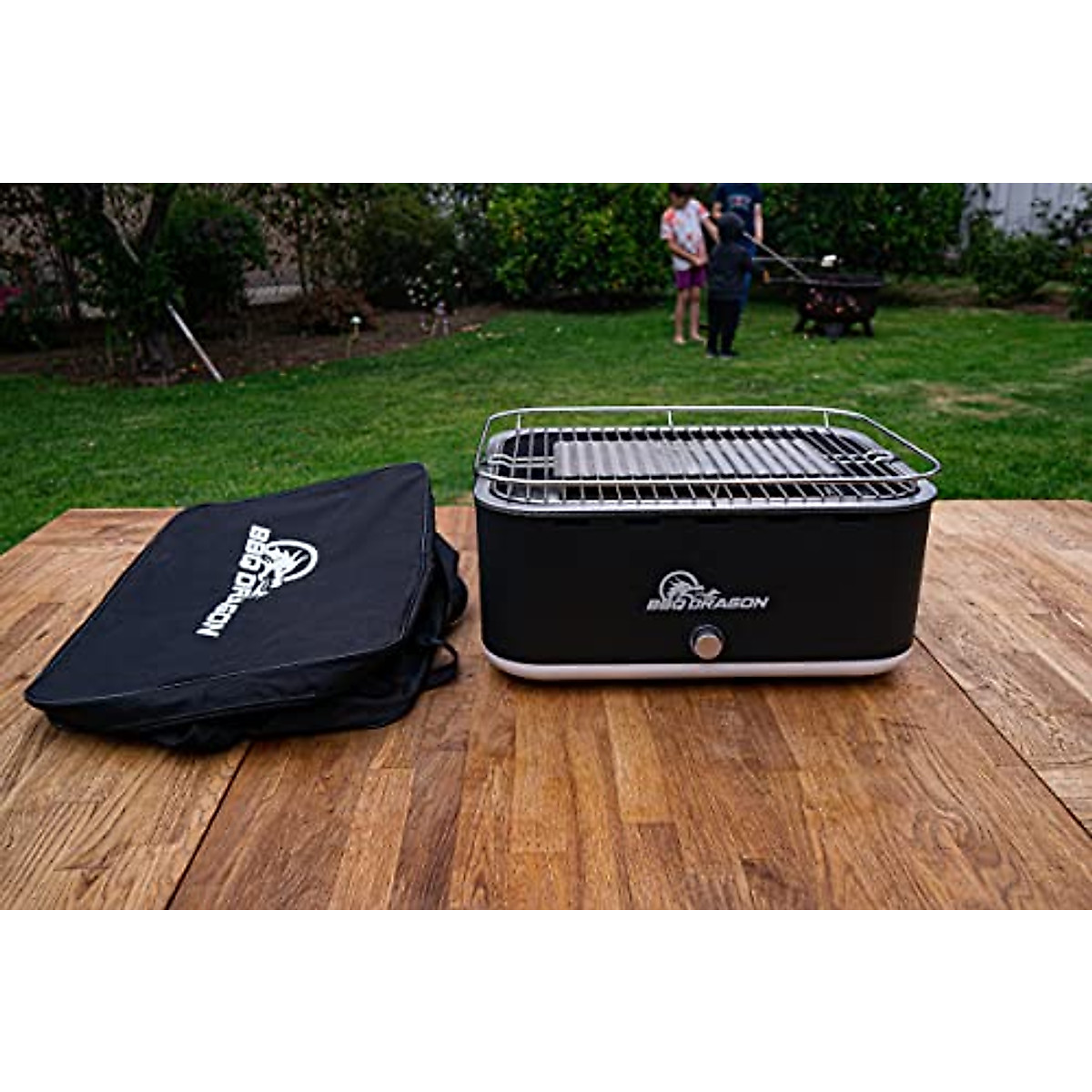 BBQ Dragon Zephyr Portable Grill - BBQ Grill with Built-in Adjustable Speed Fan - Table Top Mini Grill with Stainless Steel Inner Liner - Portable Charcoal Grill for Camping, Beach or Outdoor Picnic