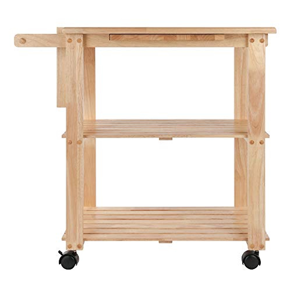 Winsome Wood Kitchen Cart With Cutting Board, Knife Block and Shelves, Beech