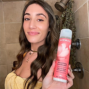 Derma E Nourishing Conditioner with Apricot & Argan Oil – Sulfate Free Frizz Control Conditioner – Color Care Hair Product for Strength and Shine, 10 oz