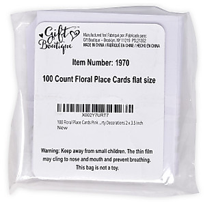 100 Floral Place Cards Pink Paper Peony Flower Wedding Seating Name Card Table Setting Folded Tent Cards for Baby Shower Dinner Weddings Reception Tables Placement Party Decorations 2 x 3.5 Inch