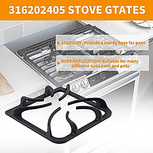 Upgraded 316202405 Grates Replacement for Frigidaire Stove Parts Burner Grate Kenmore Gas Range Parts Cast Iron Surface Grate Set 8.9 x 8.8 inches Frigidaire Gas Cooktop Parts Stove Top Grate 4 Pcs
