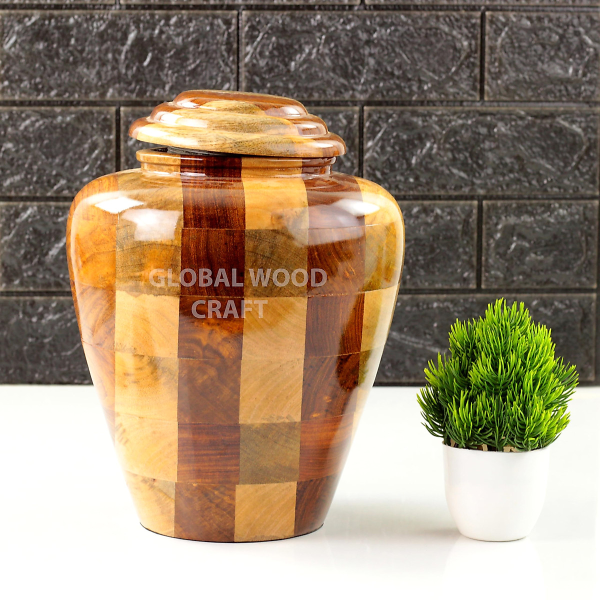 Handmade Mix Wood Urn | Cremation Ash Human Ashes Handcrefted Turn Wood Beautiful Urn | Male & Female Ashes Large Natural Wood & Natural Colour Adult Pet