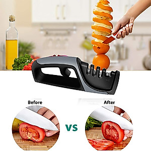 Kitchen Knife Sharpener - 2020 Upgraded 4-Stage Knife Sharpener and Scissor Sharpener,With Spork Spoon
