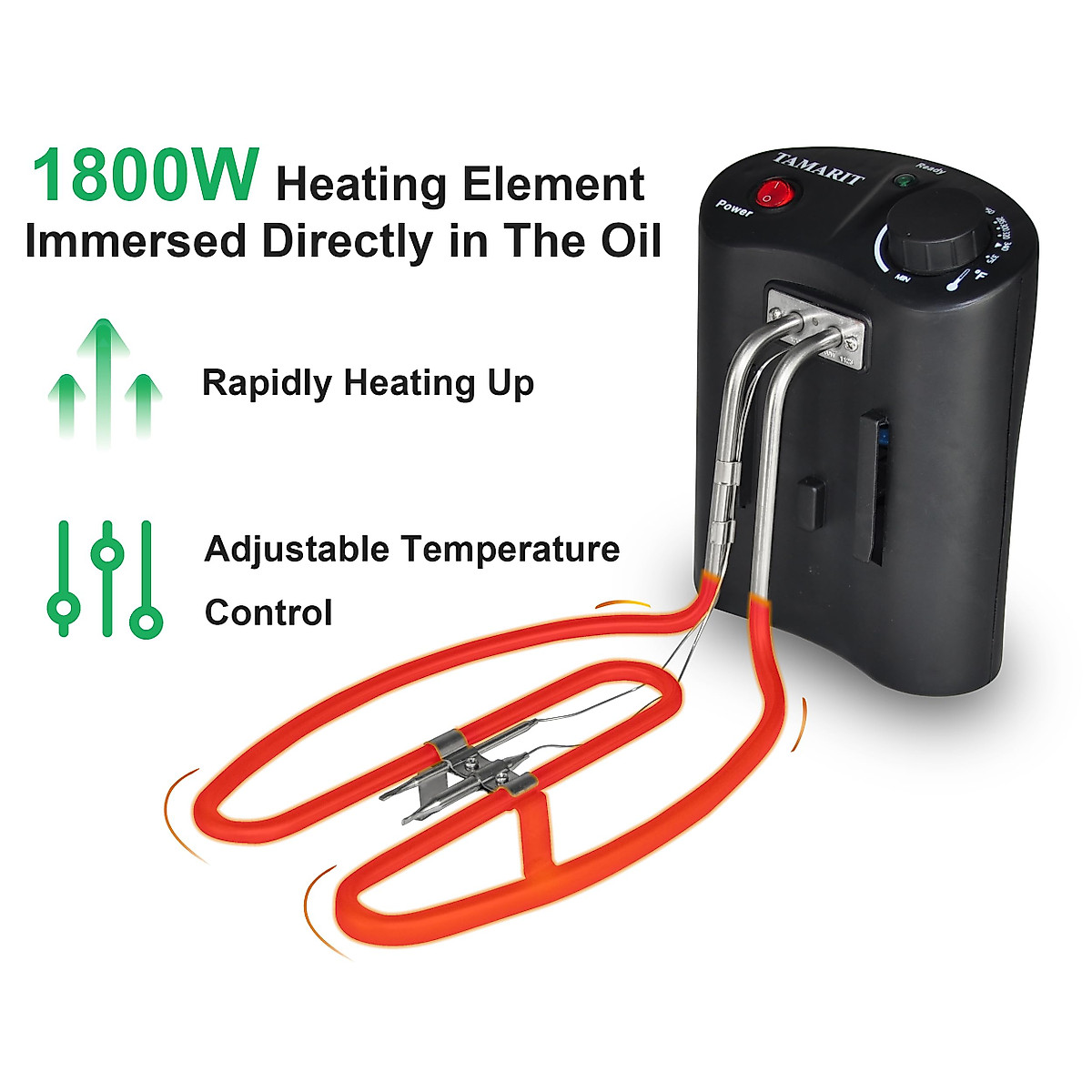 TAMARIT 3.5L Deep Fryer with Basket for Home Use,1800W Electric Fryer with Temperature Control, View Window & Filter Lid, Oval Shape, Ideal for Fries, Fish and Chicken, Stainless steel and Black