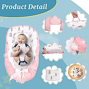 PHEENOWL Baby Nest Cover for Co Sleeping, 100% Cotton Thicken Ultra Soft Portable Newborn Nest Cover for 0-24 Months (Forest Pink)
