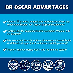 3in1 Blood Aid, Immunity & Energy for Dogs, Iron Supplement for Dogs, Helps Maintain Blood Health, Normal Red Blood Cells Levels & Normal Clothing Function, Iron for Dogs, Dog Iron Supplement