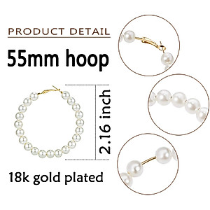 Pearl Hoop Earrings for Women Fashion Dangle Hypoallergenic Layer Earrings Drop Dangle Earrings Gifts for Women (Pearl hoop)
