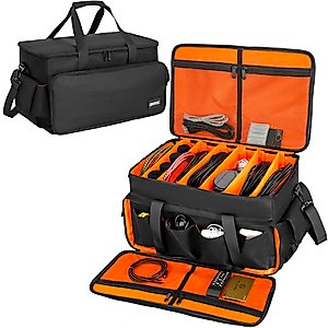 IBVIVIC High Capacity Gig Band Cable File Bag, 600D Oxford With with Adjustable Dividers and Double Separate Bags, for Cords, Sound Equipment, DJ Gear, Musician Accessories