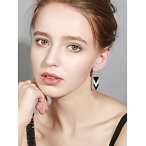 MIGUO STORE Boho Unique Fashion Personality Black White Triangle Drop Oil Dangle Drop Earrings Elegant Geometry Charm Drop Earrings for Women (Black White Triangle Drop Oil)