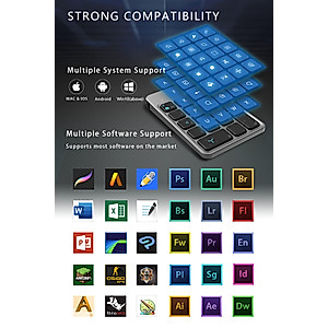 YESWORD X-20, Wireless Customizable Keyboard for Digital Drawing, Graphic Design, Photo Editing, Gaming, Office Work. Compatible with iPad/iOS/Mac/Android/PC