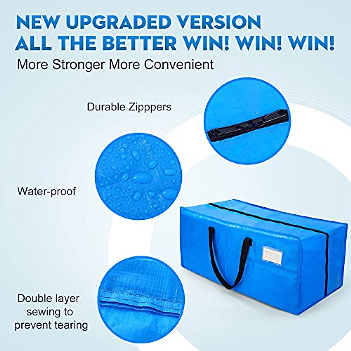 AlexHome Moving Bags Heavy Duty,Extra Large Packing Bags for Moving,Reusable Plastic Moving Totes,Clothes Storage Containers,Moving Supplies Bins,Compatible with Ikea Frakta Cart (Blue,Set of 5)