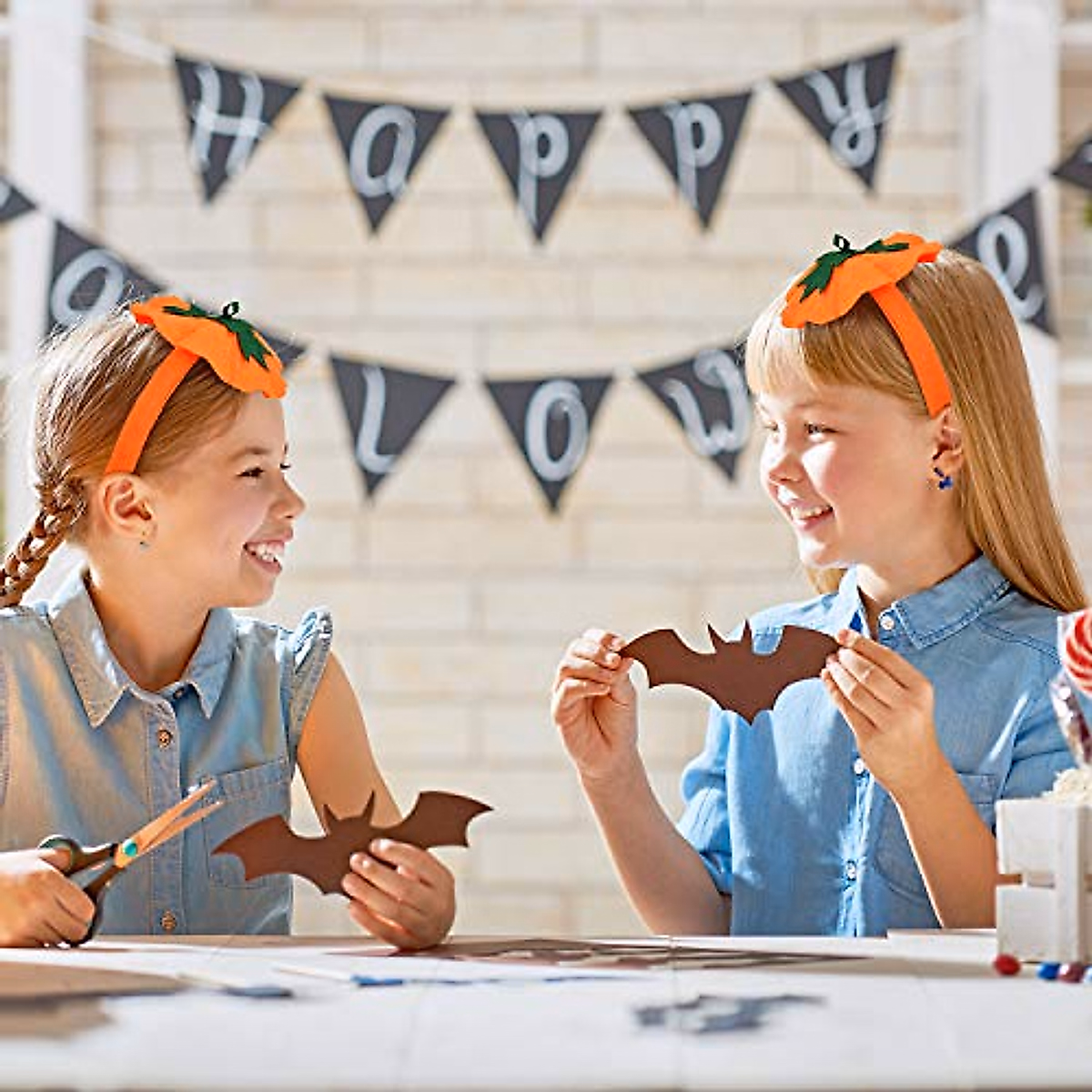 WILLBOND 2 Pieces Halloween Pumpkin Headbands Pumpkin Hair Hoops Pumpkin Hair Band Halloween Costume Party Headwear Accessory