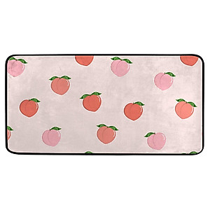 ZHIMI Kitchen Rug Anti Fatigue Kitchen Mat ﻿Peach Pattern Runner Carpet Non-Slip Laundry Rug Home Decor Rectangle Entryway Long Mat 39 x 20 Inch