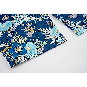 Vozanet Women's V Neck Sexy Pajamas Capri Sets Full Printed Flowers Ladies Sleepwear V Neck Floral Nighty XL to 5XL, Blue, 4X-Large