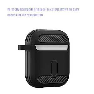 OETKER Compatible with Airpods Case Cover for Men with Keychain, Full-Body Shockproof Protective Airpod 2 Case Skin Accessories Air Pod Case for Airpods 2 & 1, Black