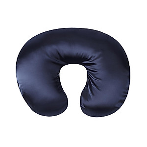 Satin Nursing Pillow Cover Set 2 Pack Ultra Soft Silk Compatible with Boppy Pillow for Breastfeeding Pillow Protect for Baby Hair and Skin Grey & Navy