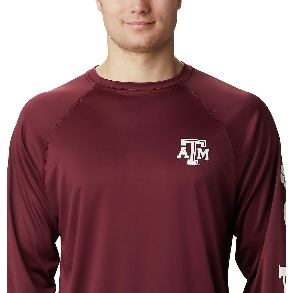 Columbia NCAA Texas A&M Aggies Men's Terminal Tackle Long Sleeve Shirt, 2X Big, TAM - Deep Maroon/White