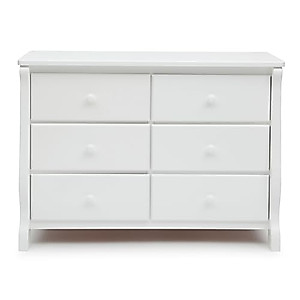 Delta Children Universal 6 Drawer Dresser with Interlocking Drawers - Greenguard Gold Certified, White