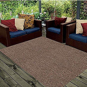Ambiant Broadway Collection Solid Color Indoor Outdoor Area Rugs Brown - 4' x 6'