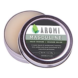 Aromi Solid Cologne | Sweet Musk Fragrance; Vegan, Cruelty-free, Powdery Scent, Wax-Based, Travel, Small Men's Gift, Alcohol-free, Concentrated (Masculine)