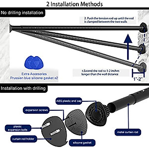 Oxdigi Room Divider Curtain Rod Long 142.1-160 Inches/Matt Black Tension Curtain Rod/No Drill,Never Rust,Heavy Duty,Adjustable,Thickened Pipe Wall/Spring Tension Rod for Window,Bathroom,Bedroom
