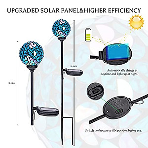 VCUTEKA Solar Lights Outdoor Decorative - Mosaic Solar Garden Light Waterpoof LED Pathway Stake Light for Landscape Lawn Patio Yard Decoration, Blue 1 Pack