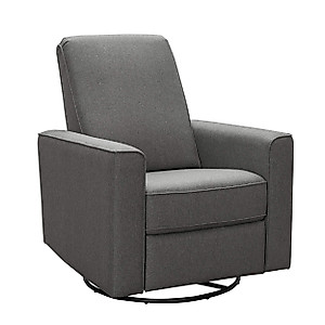 Abbyson Living Hampton Swivel Glider Nursery Recliner - Upholstered, Fully Padded, Reclining Rocking Chair, Grey