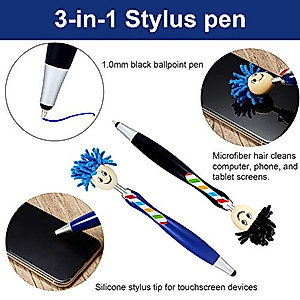 Mop Head Stylus Pen for Touch Screen Cleaner Stylus Pens for Kids 3-in-1 Stylus Pen Duster for Universal Touch Screen Devices (5 Pieces)
