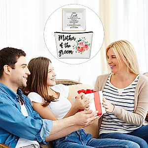 Frienda 2 Pack Mother Of The Bride Groom gifts Mother Of The Bride Groom Makeup Bags and Jewelry Dish Tray Bride Mother Gift Canvas Cosmetic Bag for Mom Wedding Gift(Mother of the Groom A)