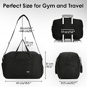 sportsnew Sports Gym Bag with Wet Pocket & Shoes Compartment, Travel Duffel Bag for Men Women Lightweight with Adjustable Shoulder Holder, Black