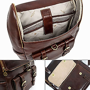 Time Resistance Leather Backpack up to 15in Laptop Brown Travel Bag