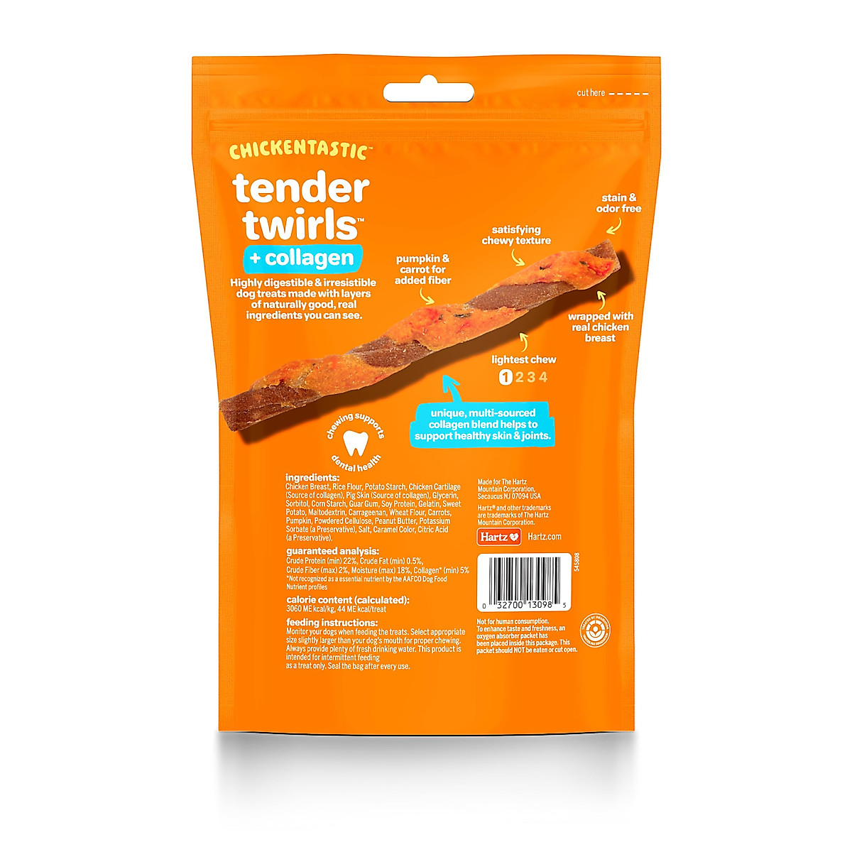 Hartz Oinkies Twirls + Collagen to Support Skin & Joints, Made with Real Chicken Breast, Highly Disgestible Dog Chews, 20 Count