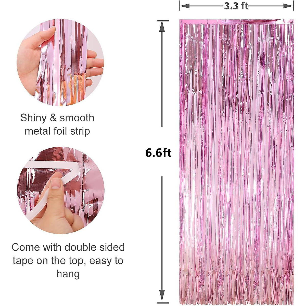 Come on, Let's Go Party Banner with Fringe Curtains, Pink Bachelorette Party Decorations, Pink Themed Bachelorette Backdrop Disco Party Decorations Pink Glitter (Metallic Pink)