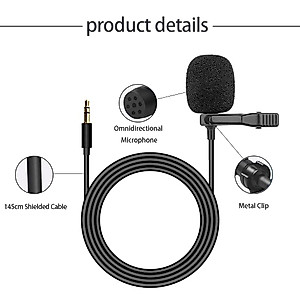 NHOPEEW 3.5mm Car Microphone for Car Stereo Universal Portable 5ft Lavalier Clip Mic for Vehicle Head Unit Bluetooth Radio