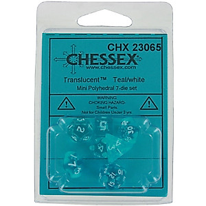 Chessex CHX23065 Dice-Translucent Mini White Set, Teal