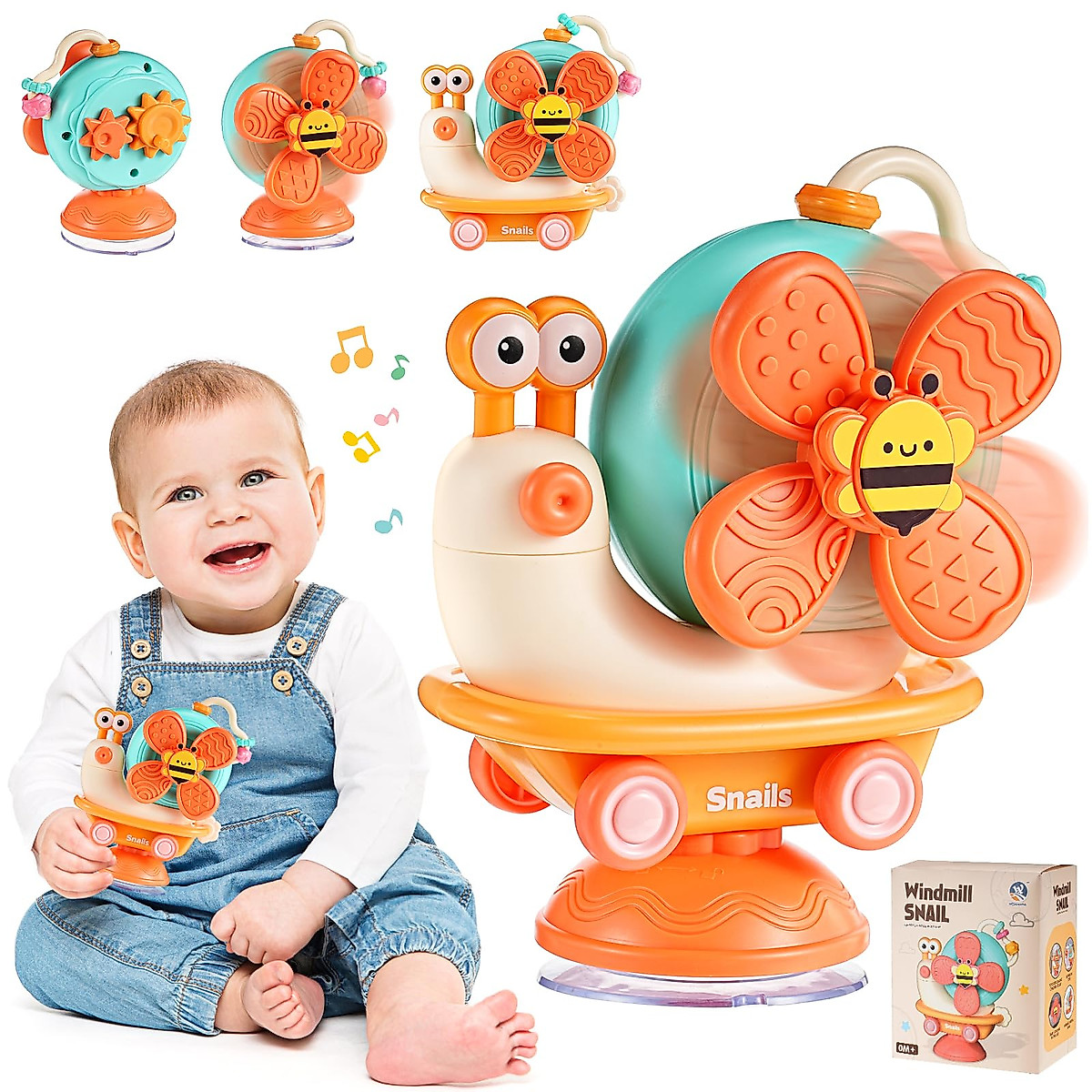 Augot Suction Cup Spinner Toys for Baby - Toddler Sensory Montessori Educational Fine Motor Skills Toys Learning Activities - Gifts for 3 Year Old Boys Girls Infant Bath Toys