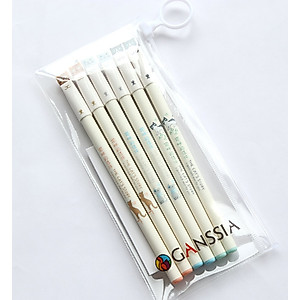 GANSSIA Colorful Cats Design 0.38mm Gel Pens Black Ink Pen Pack of 6 PCS
