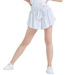 Flowy Girls Shorts Gym Yoga Athletic Workout Running Teens Cheer Dance Women Cute Tennis Skirt Comfy Lounge Preppy Trendy Clothes Summer(Black White hot Pink,2XS)