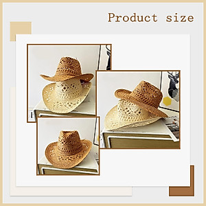 UYIQWCDFPK Straw Cowboy Hats for Women Sparkly Western Cowgirl Hat for Holiday Party Foldable Vacation Beach Sun Hat with Wide Brim,Brown
