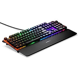 SteelSeries Apex 7 Mechanical Gaming Keyboard – OLED Smart Display – USB Passthrough and Media Controls – Linear and Quiet – RGB Backlit (Red Switch) (Renewed)