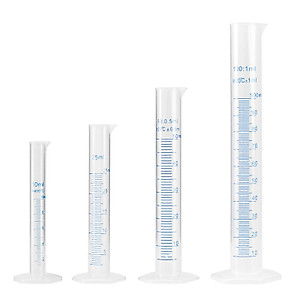 Lurrose Measuring Cylinder Graduated Cylinder Lab Test Tube Set of 4, Plastic Graduated Cylinder Set 10, 25, 50, 100ml