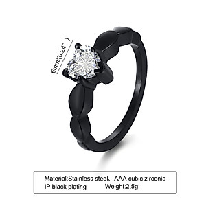 Personalized Matching Promise Rings for Couples Set with 2 Rings Black CZ Wedding and Engagement Ring Set for Women and Men Couples Promise Rings for Him and Her Titanium Inside Engraved Name Rings