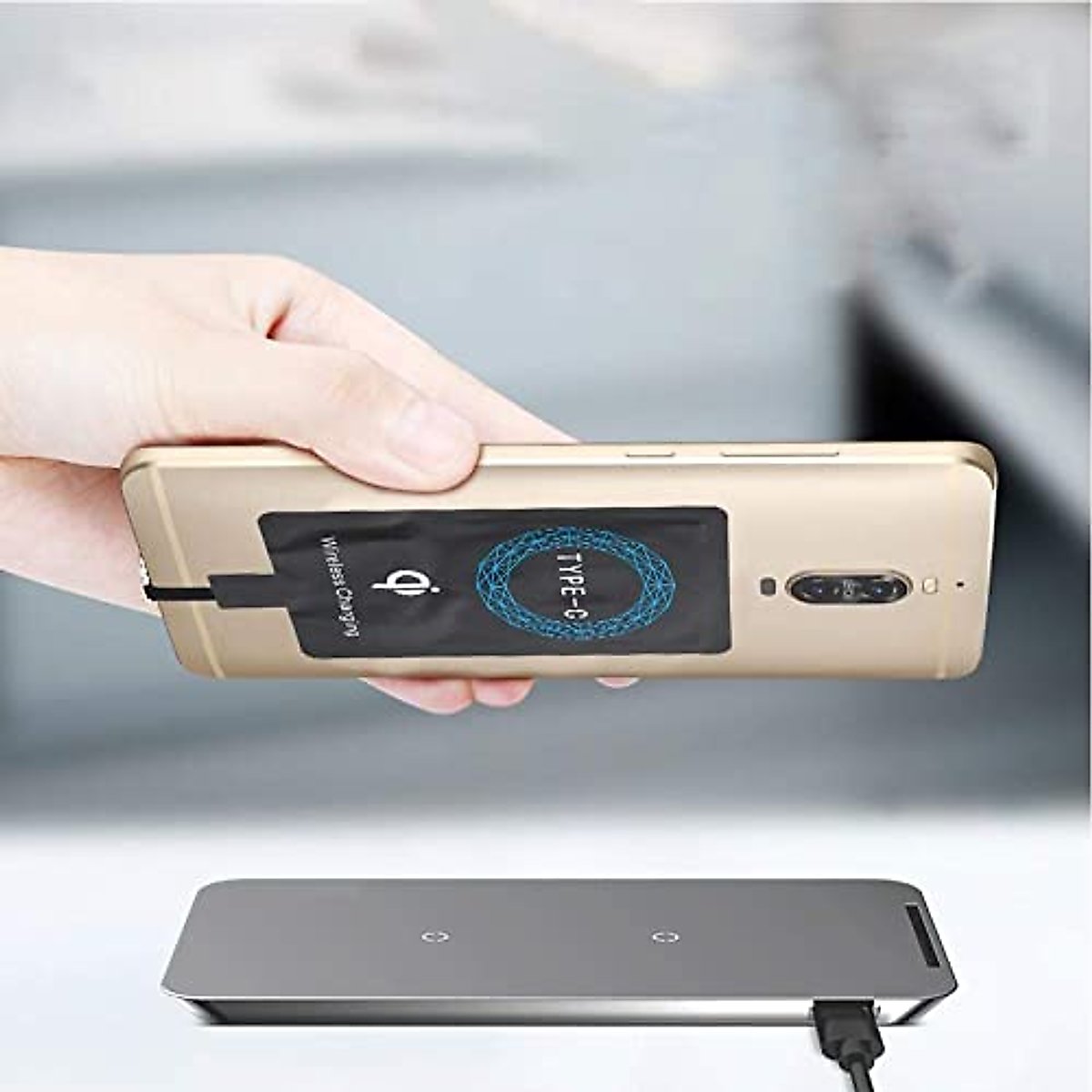 2PCS Universal Ultra Slim Type C Wireless Charger Charging Receiver Module, Qi Receiver Widely Suitable for Type C Mobile Phone