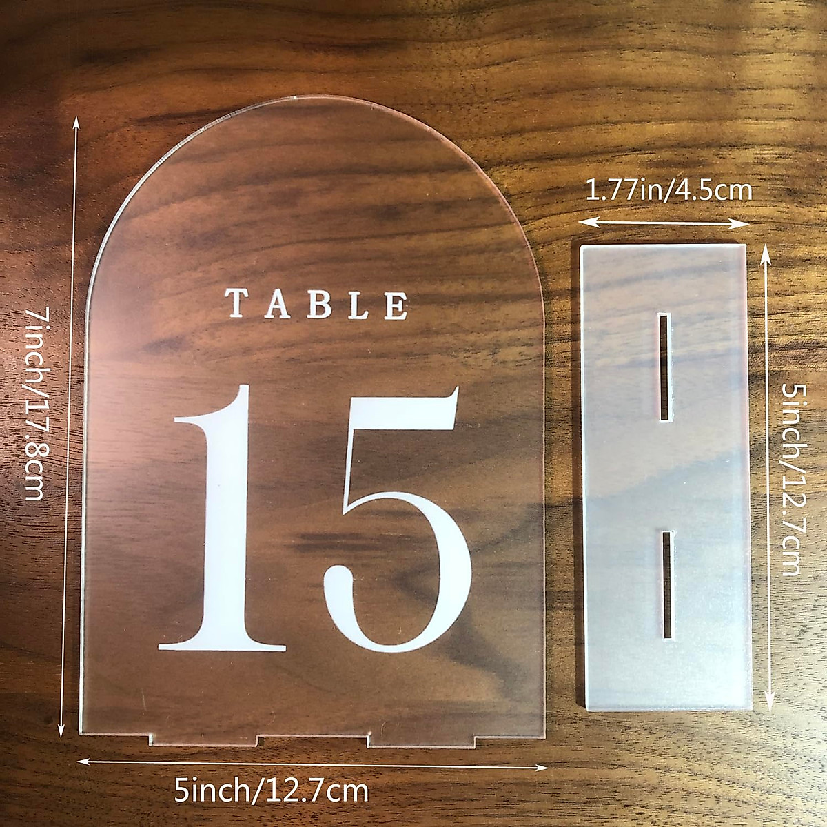 1-15 Wedding Table Numbers, Frosted Arch Wedding Table Numbers with Stands, 5x7Inch Acrylic Signs and Holders, Perfect for Wedding Table Centerpiece Decoration, Reception, Party, Anniversary, Event