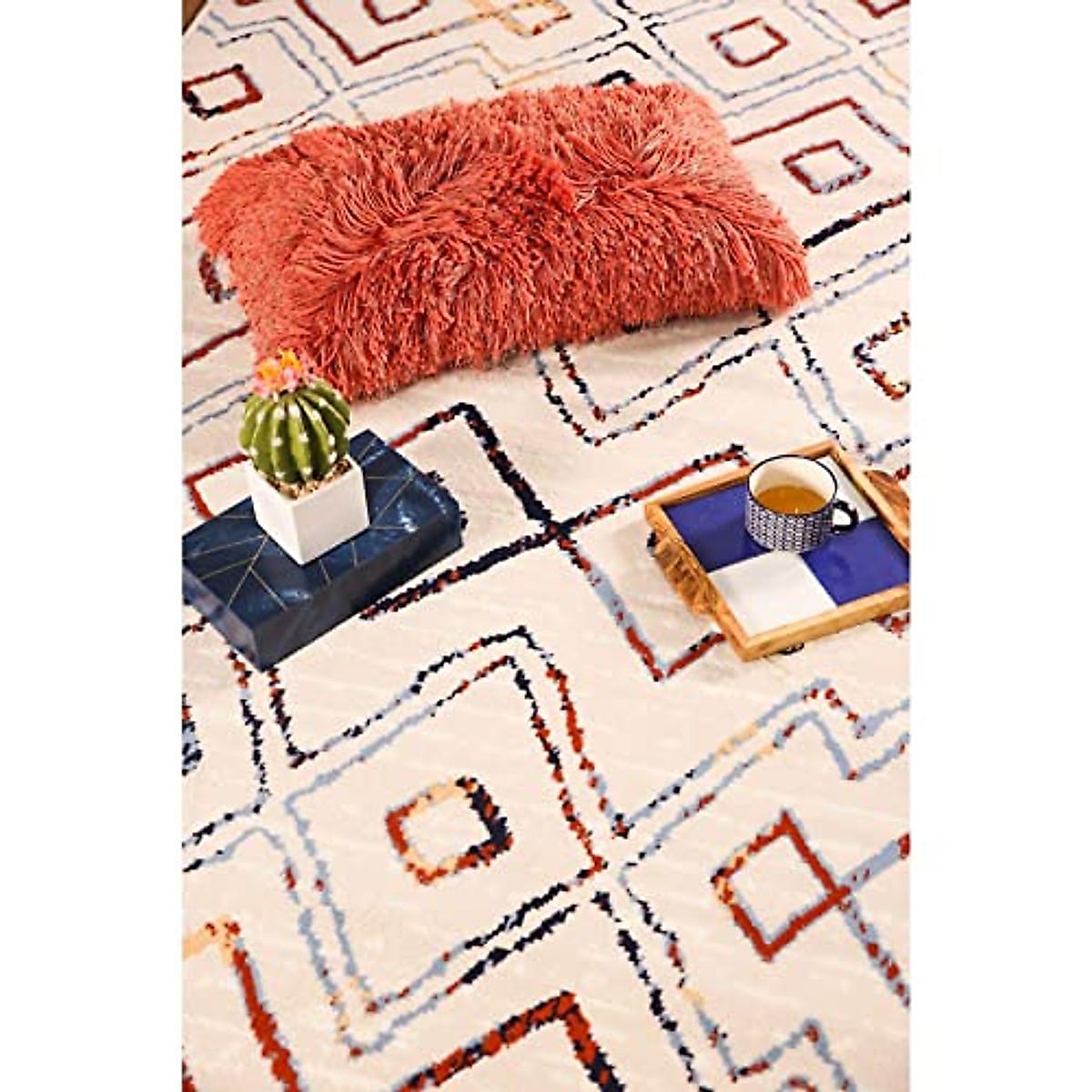 Furnish my Place Bohemian Bear Rug - 5 ft. x 8 ft., Multicolor, Cabin Rug with Bear, Geometric Print